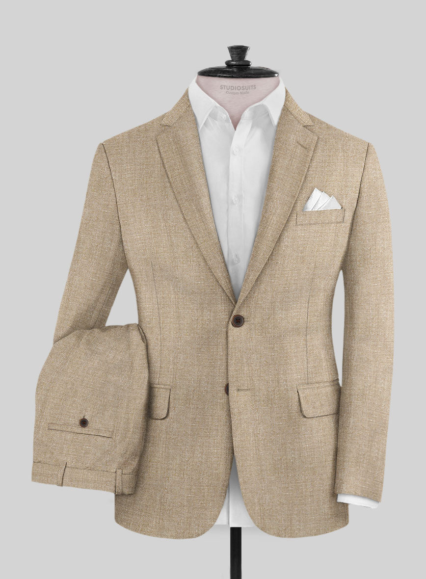 Noble Dark Beige Wool Silk Linen Suit – StudioSuits
