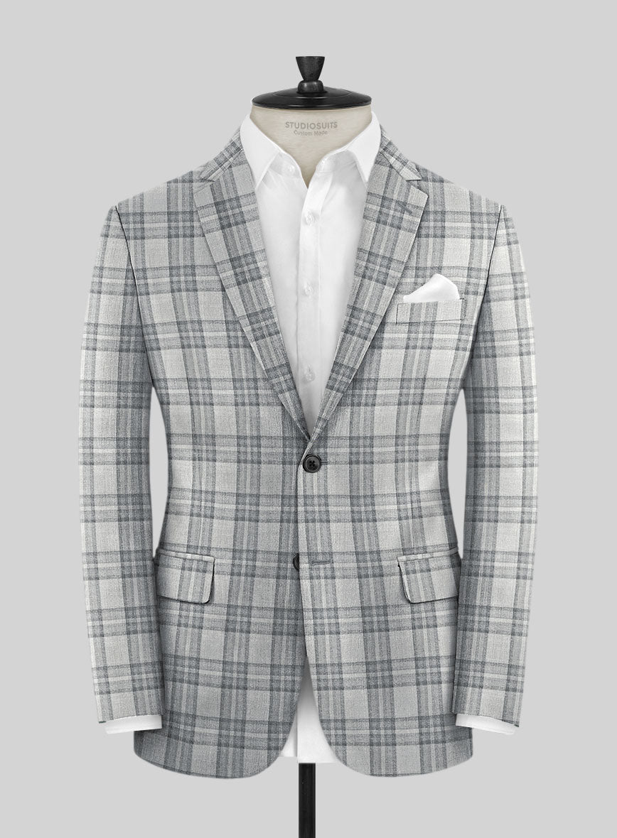 Noble Gray Check Wool Silk Linen Jacket – StudioSuits
