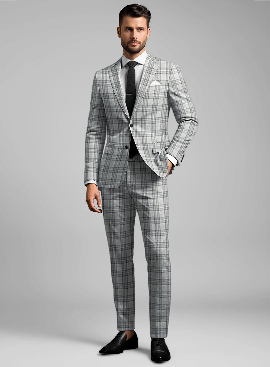 Noble Gray Check Wool Silk Linen Suit – StudioSuits