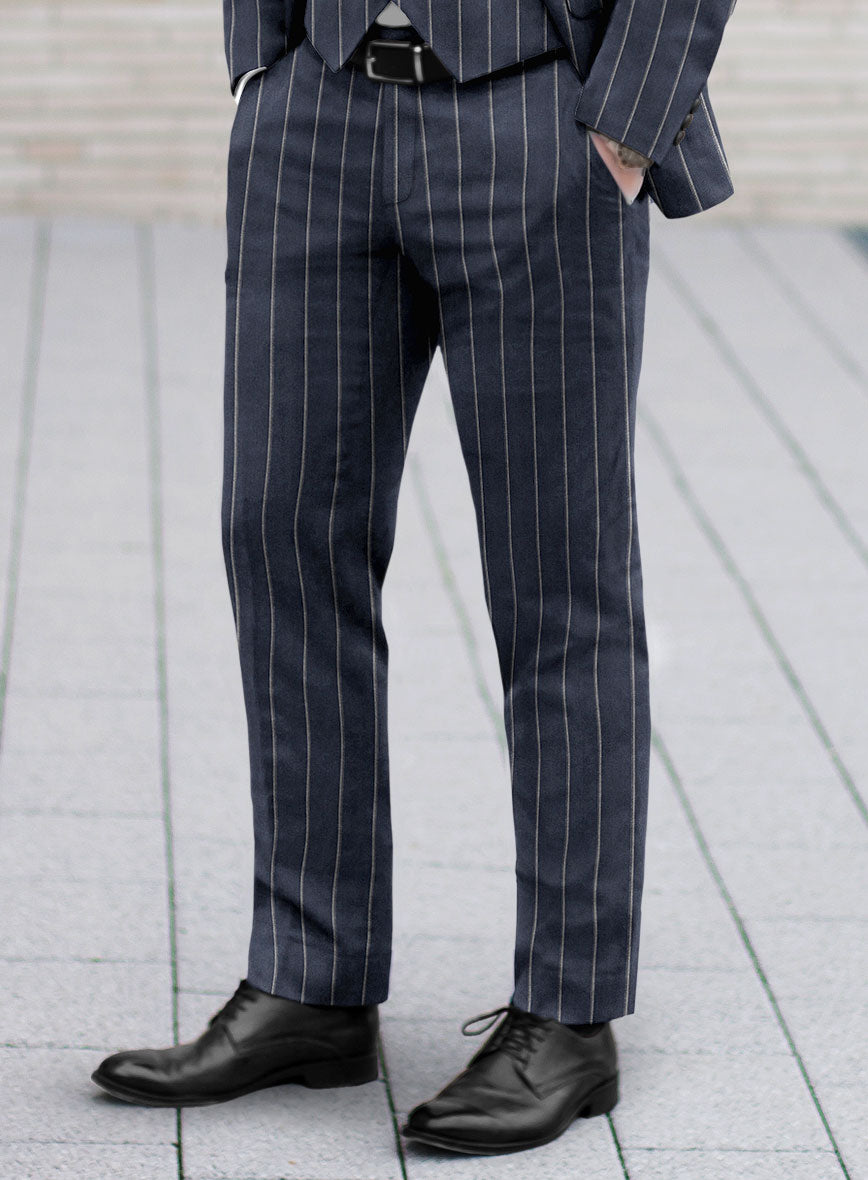 Noble Loredana Blue Stripe Cotton Silk Linen Suit – StudioSuits