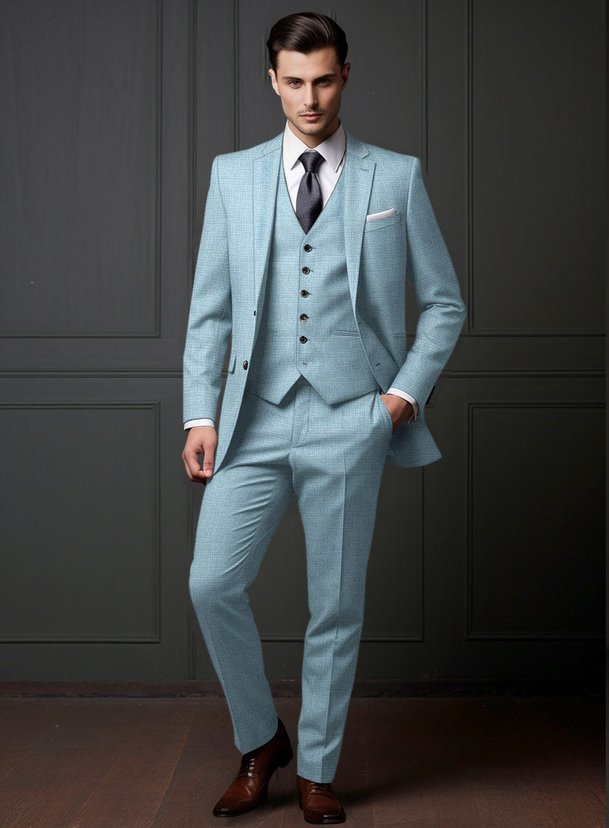 Noble Martina Blue Wool Silk Linen Suit – StudioSuits