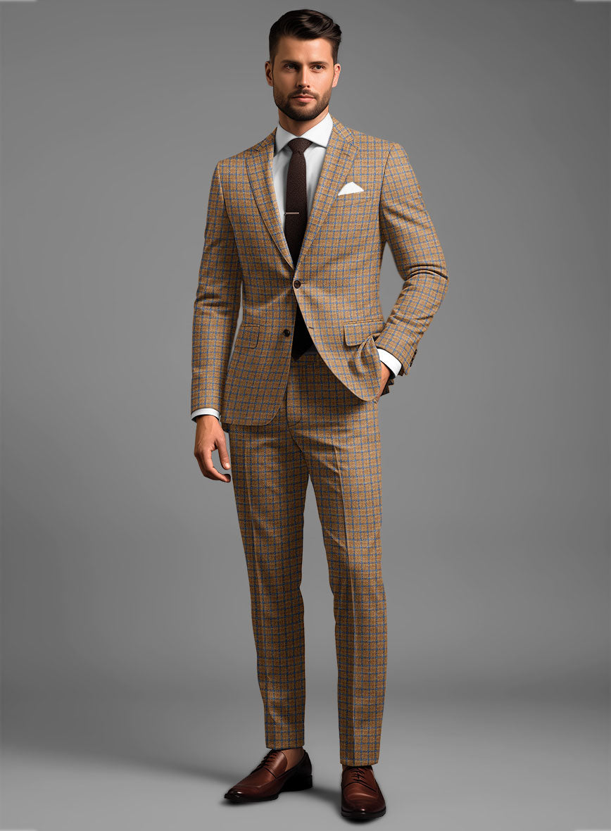 Noble Mustard Check Wool Silk Linen Suit – StudioSuits