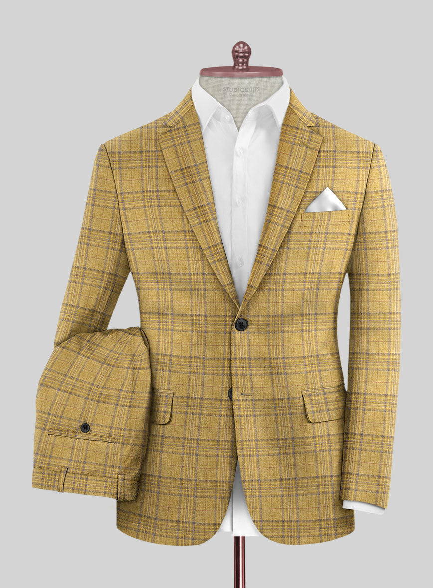 Noble Ochre Check Wool Silk Linen Suit – StudioSuits