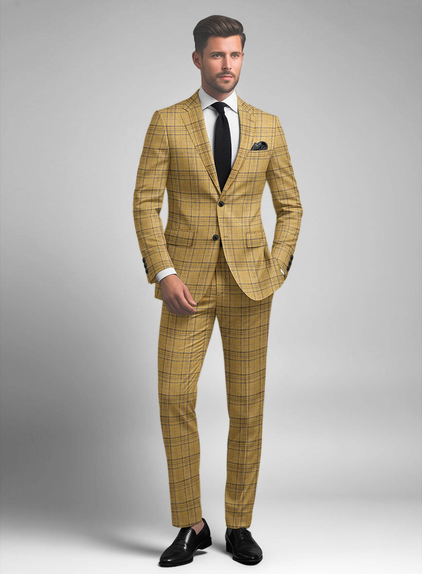 Noble Ochre Check Wool Silk Linen Suit – StudioSuits