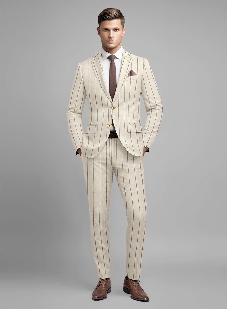 Noble Rosaria Cream Stripe Cotton Silk Linen Suit – StudioSuits