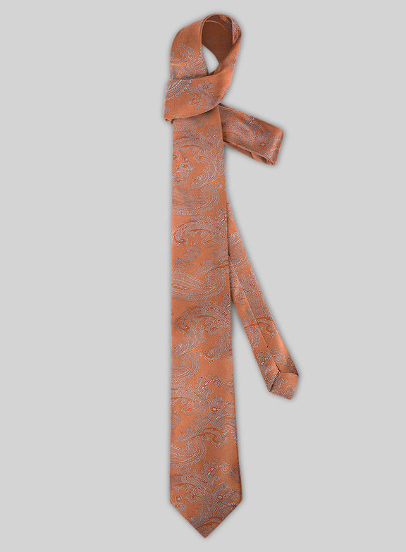 Paisley Copper Satin Tie – StudioSuits