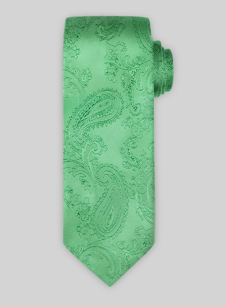 Paisley Cuban Green Satin Tie – StudioSuits