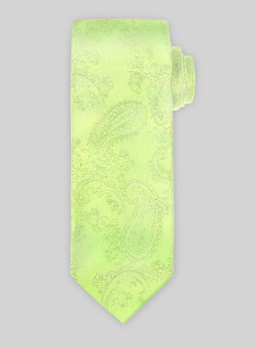 Paisley Neon Green Satin Tie – StudioSuits