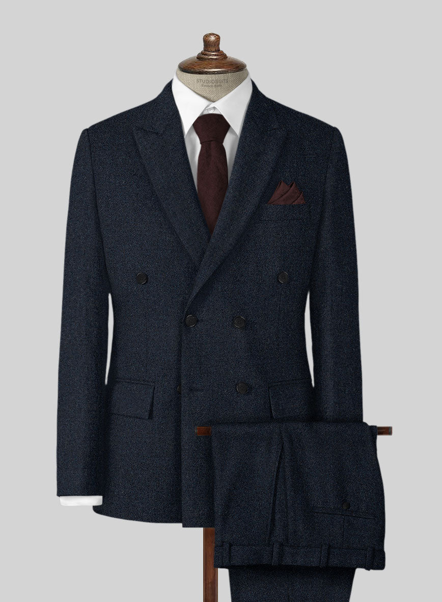Playman Blue Denim Tweed Double Breasted Suit – StudioSuits