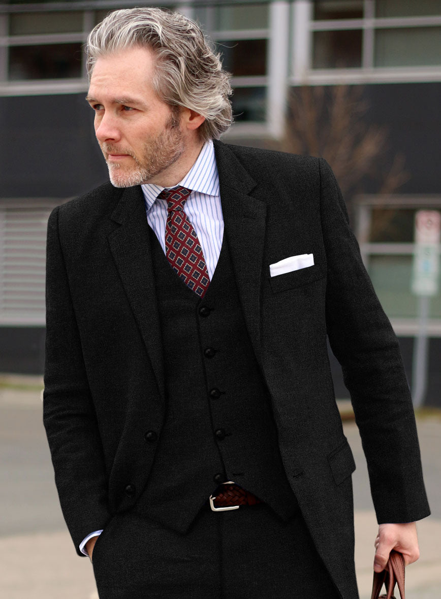 Pure Black Linen Suit – StudioSuits