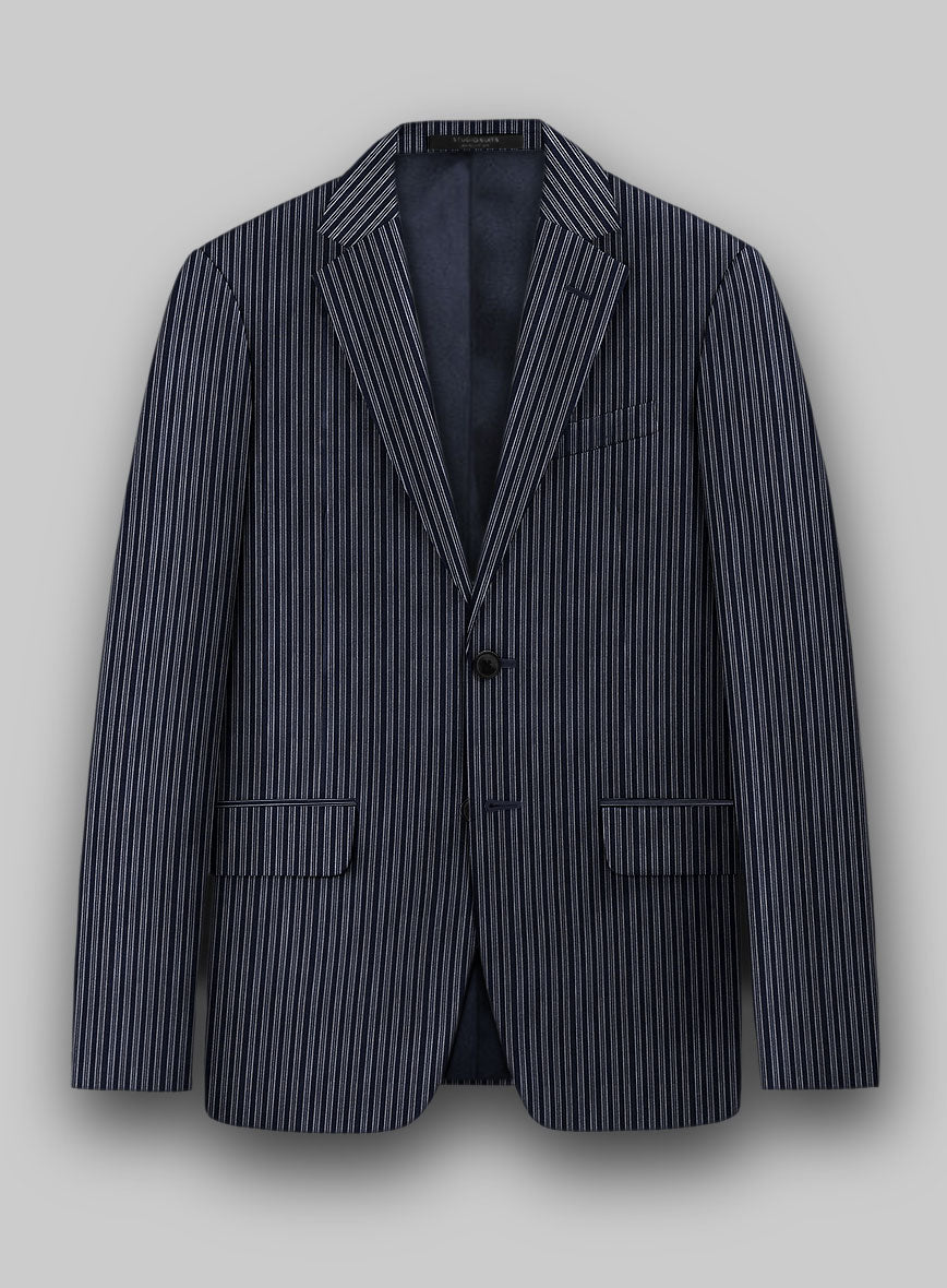 Reda Bravon Dark Blue Stripe Wool Jacket – StudioSuits
