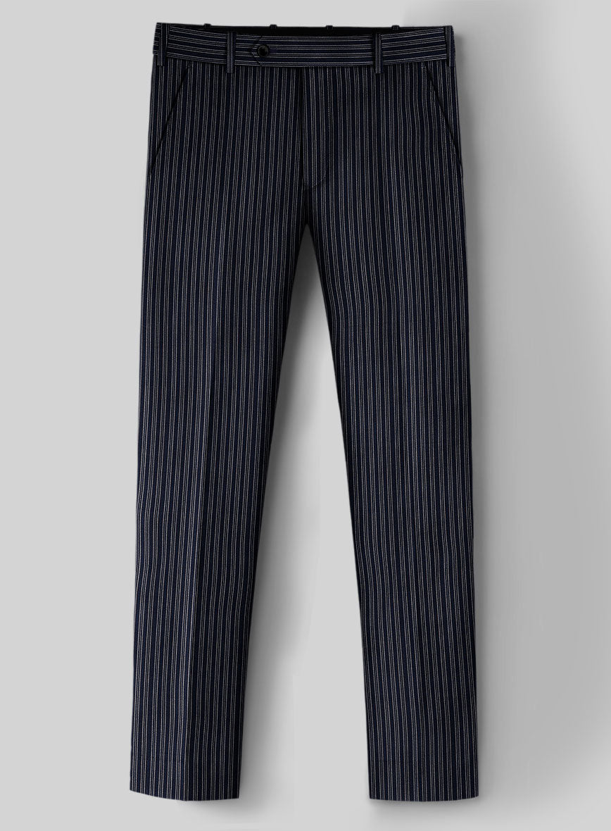 Reda Bravon Dark Blue Stripe Wool Pants – StudioSuits
