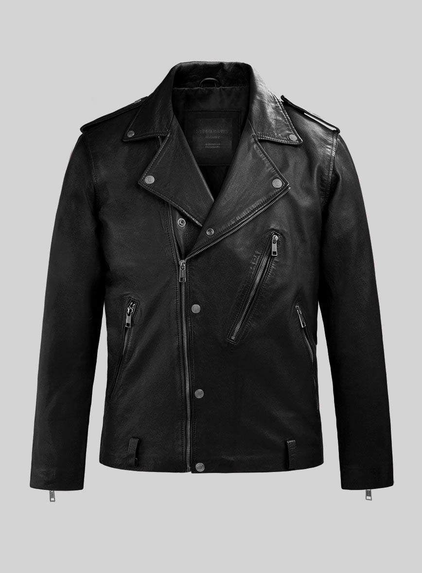 Revolt Black Biker Leather Jacket – StudioSuits