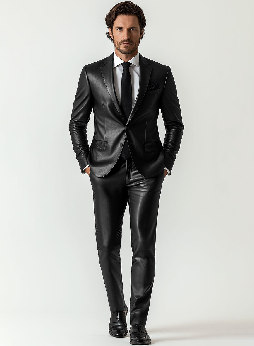 Rich Black Leather Suit – StudioSuits