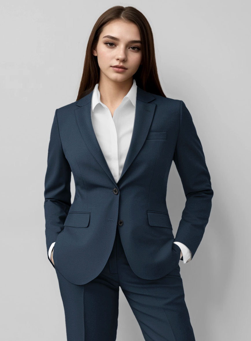 Women's Royal Blue Feather Cotton Canvas Stretch Jacket – StudioSuits