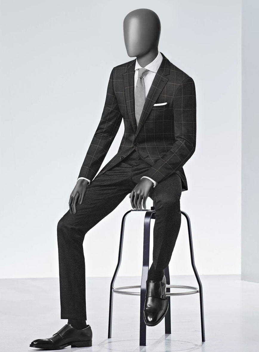 Scabal Charcoal Windowpane Wool Combination Suit – StudioSuits