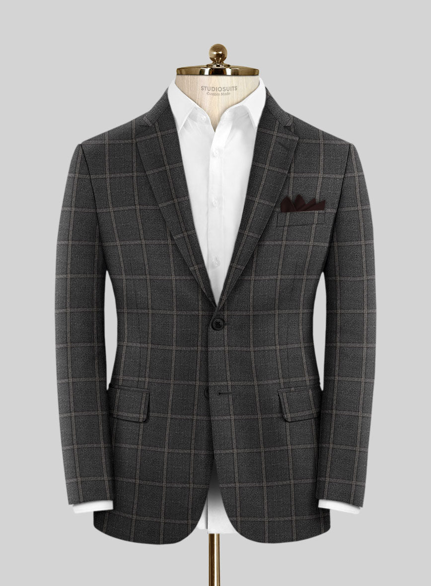 Scabal Charcoal Windowpane Wool Jacket – StudioSuits