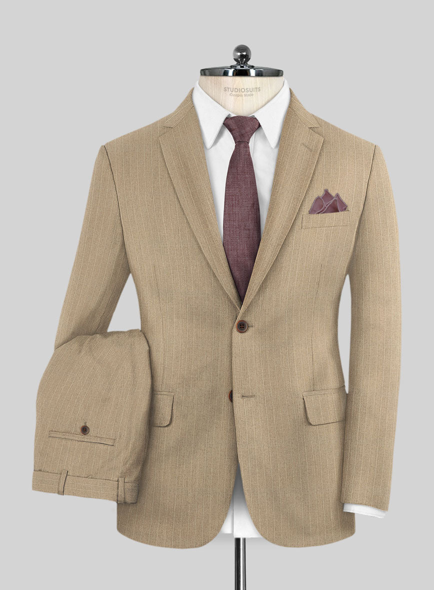 Scabal Cosmopolitan Pinstripe Beige Wool Suit – StudioSuits