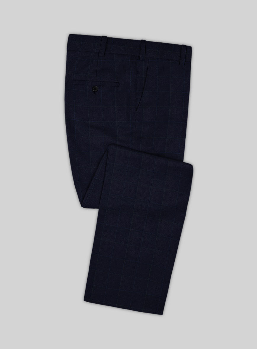 Scabal Cosmopolitan Windowpane Dark Blue Wool Pants – StudioSuits