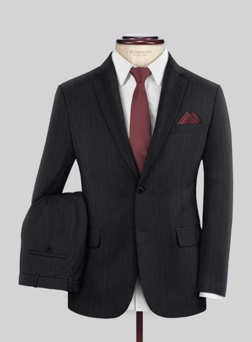 Scabal Sapphire Beaded Stripe Charcoal Wool Suit – StudioSuits