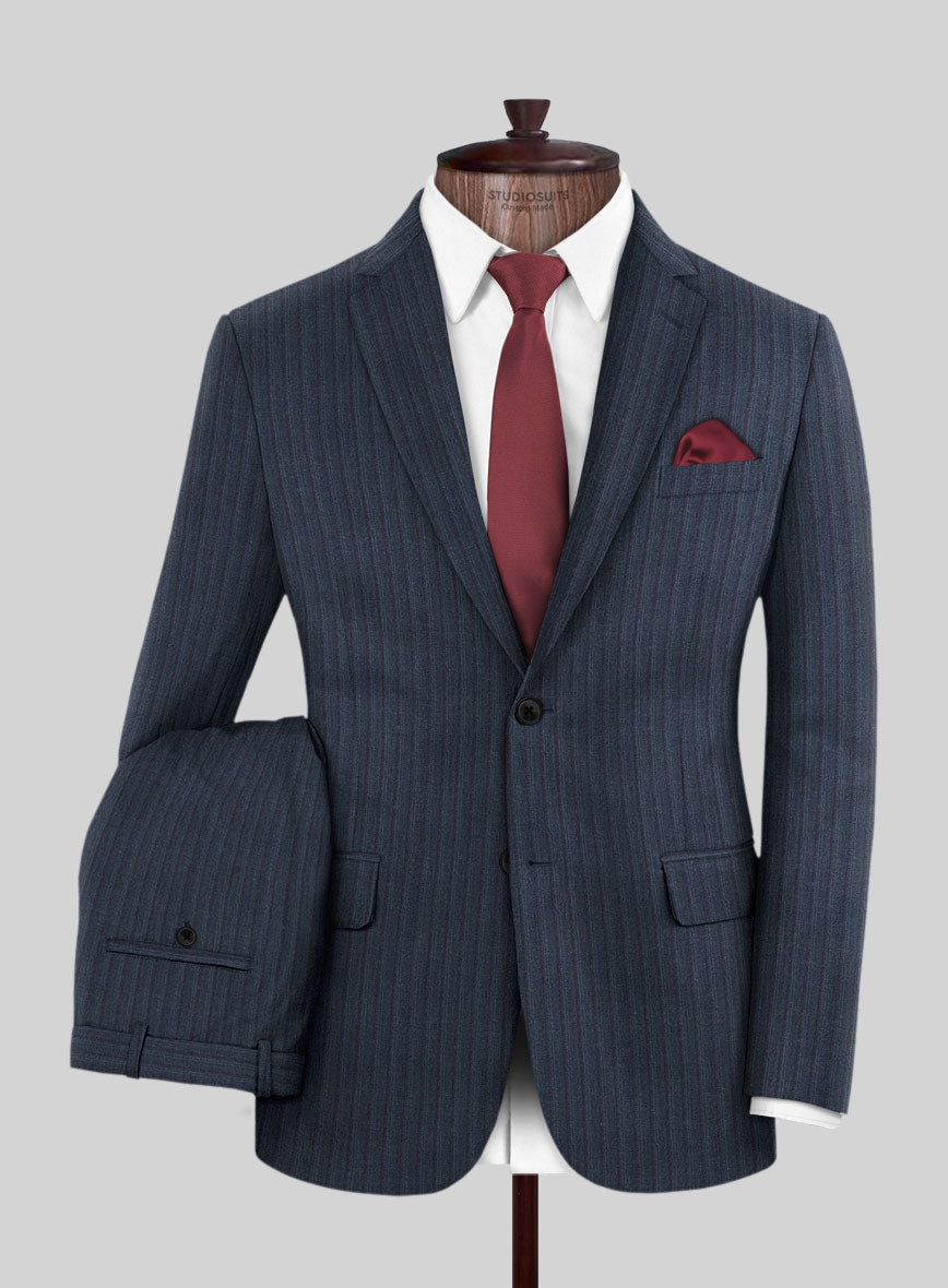 Scabal Tornado Stripes Blue Wool Suit – StudioSuits