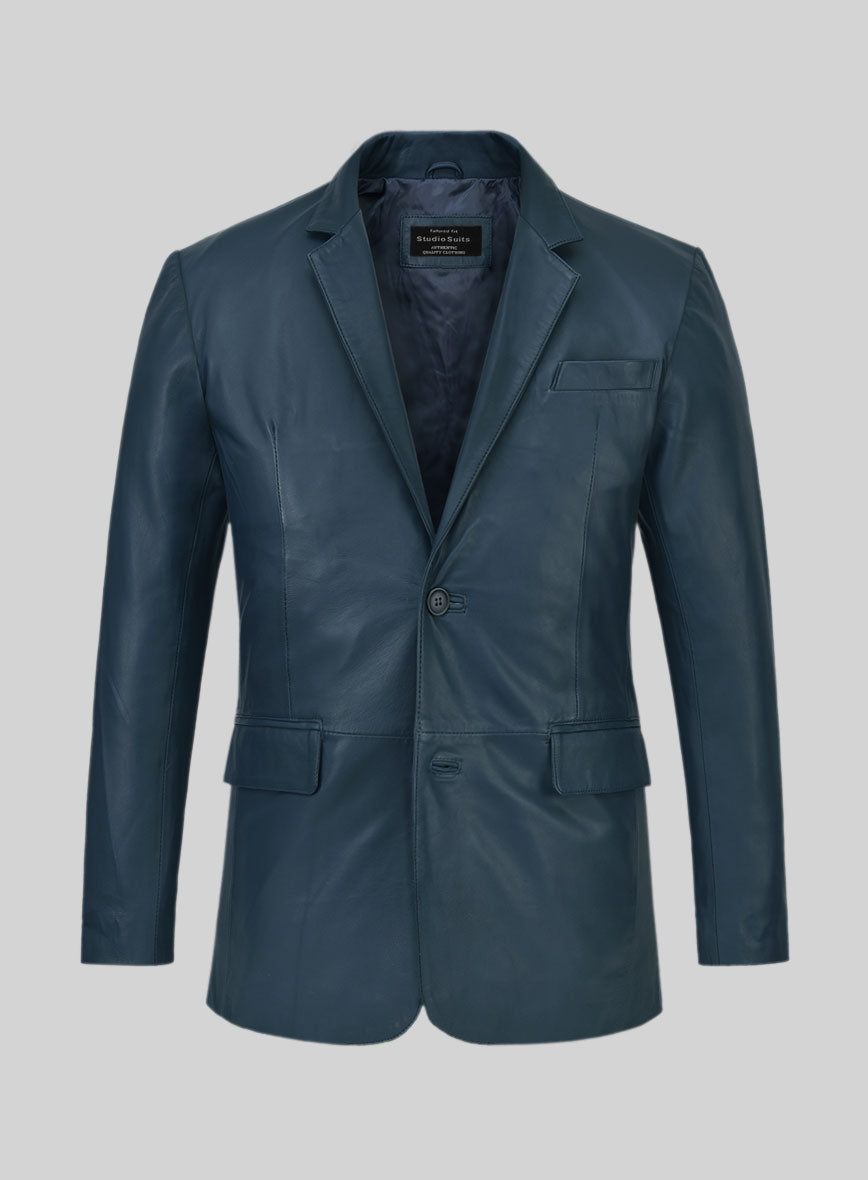 Soft Winsor Blue Leather Blazer – StudioSuits