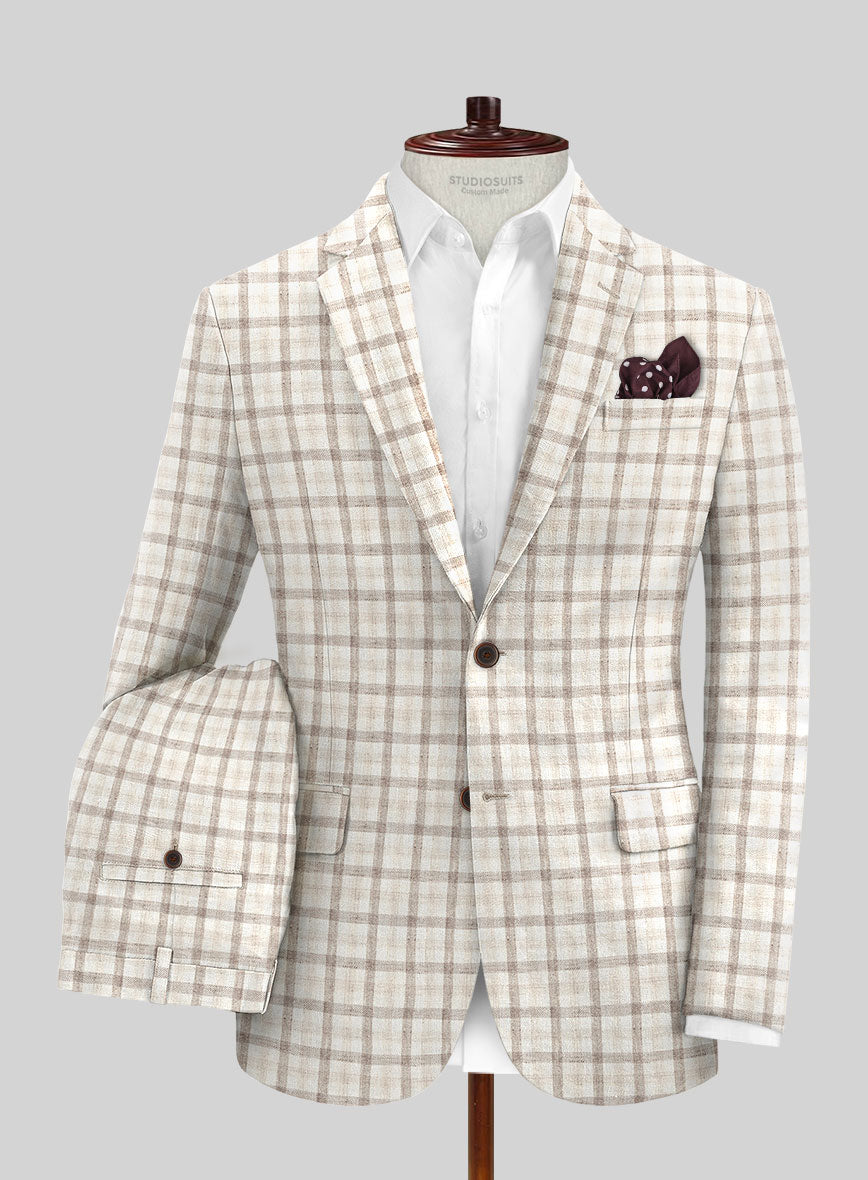 Solbiati Beige Checks Linen Suit – StudioSuits