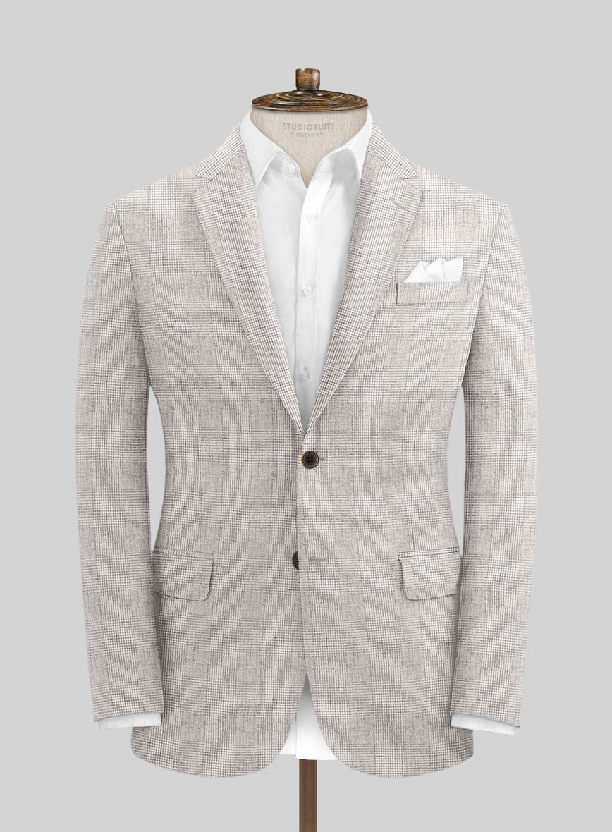 Solbiati Light Beige Check Linen Jacket – StudioSuits