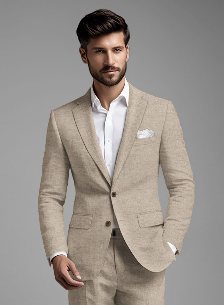 Solbiati Light Brown Herringbone Linen Suit – StudioSuits