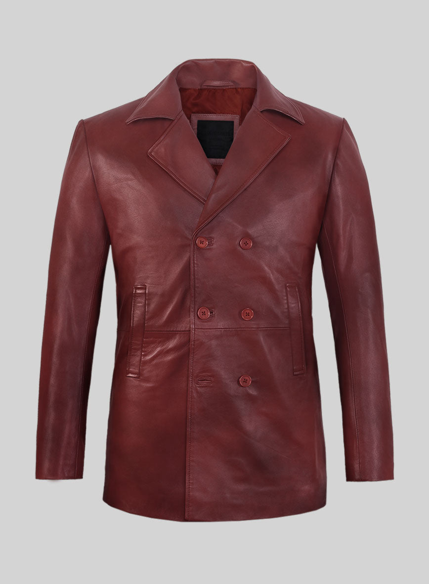 Spanish Red Leather Pea Coat – StudioSuits