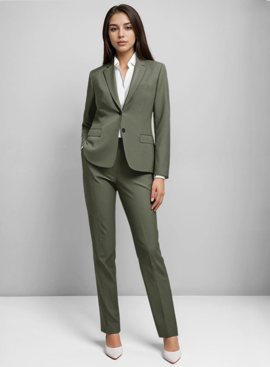 Women's Stretch Summer Weight Olive Green Chino Suit – StudioSuits