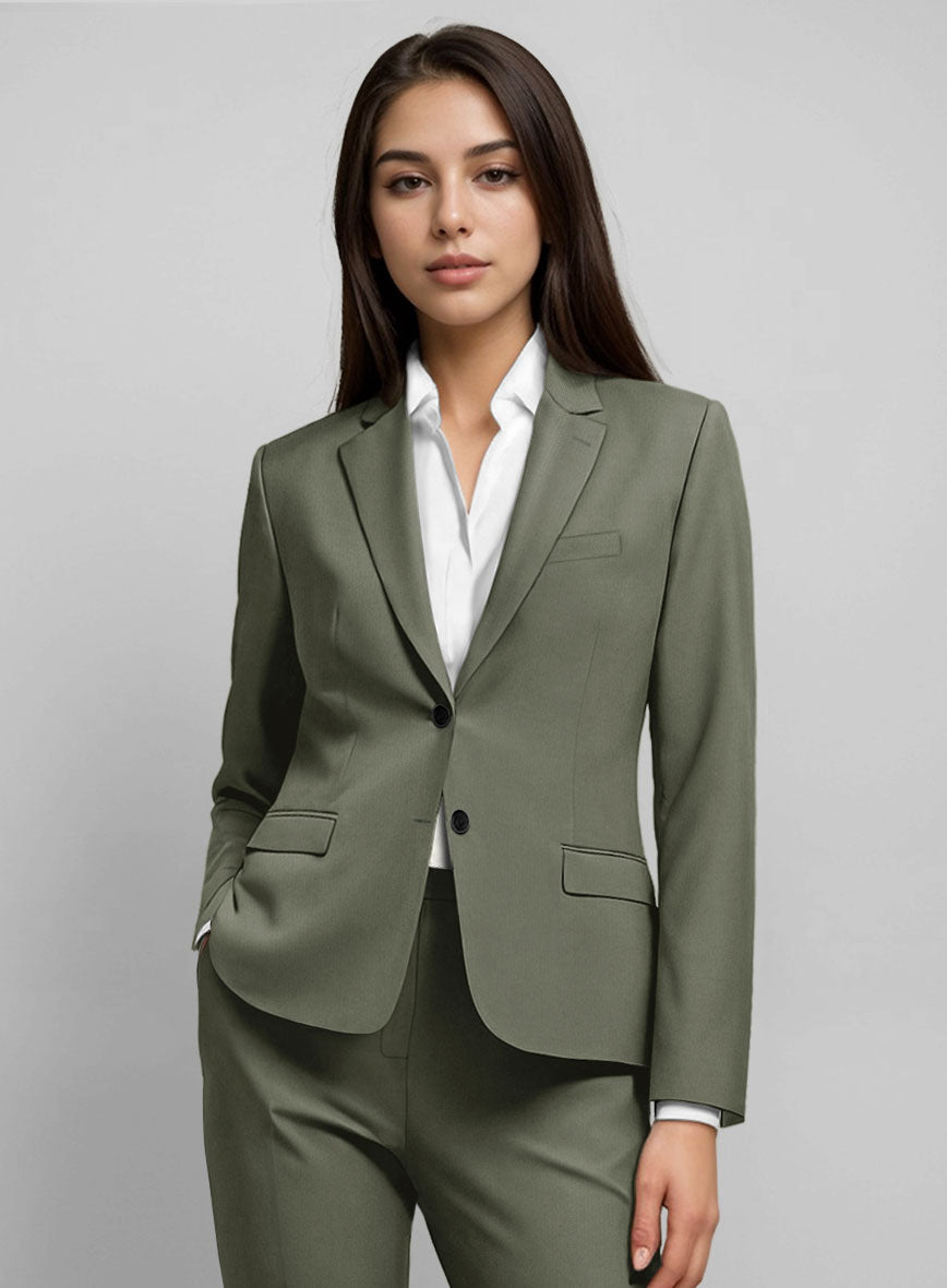 Women's Stretch Summer Weight Olive Green Chino Jacket – StudioSuits