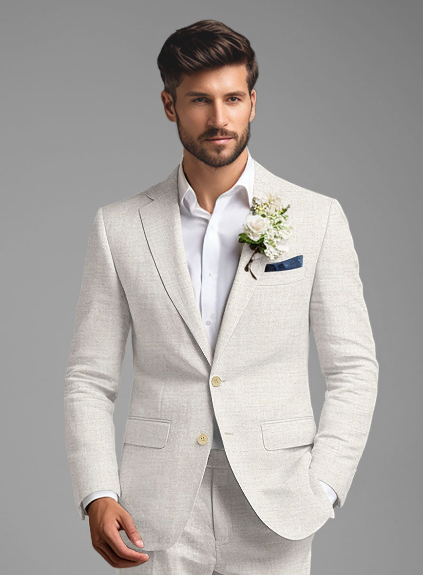 Tropical Beige Pure Linen Jacket – StudioSuits