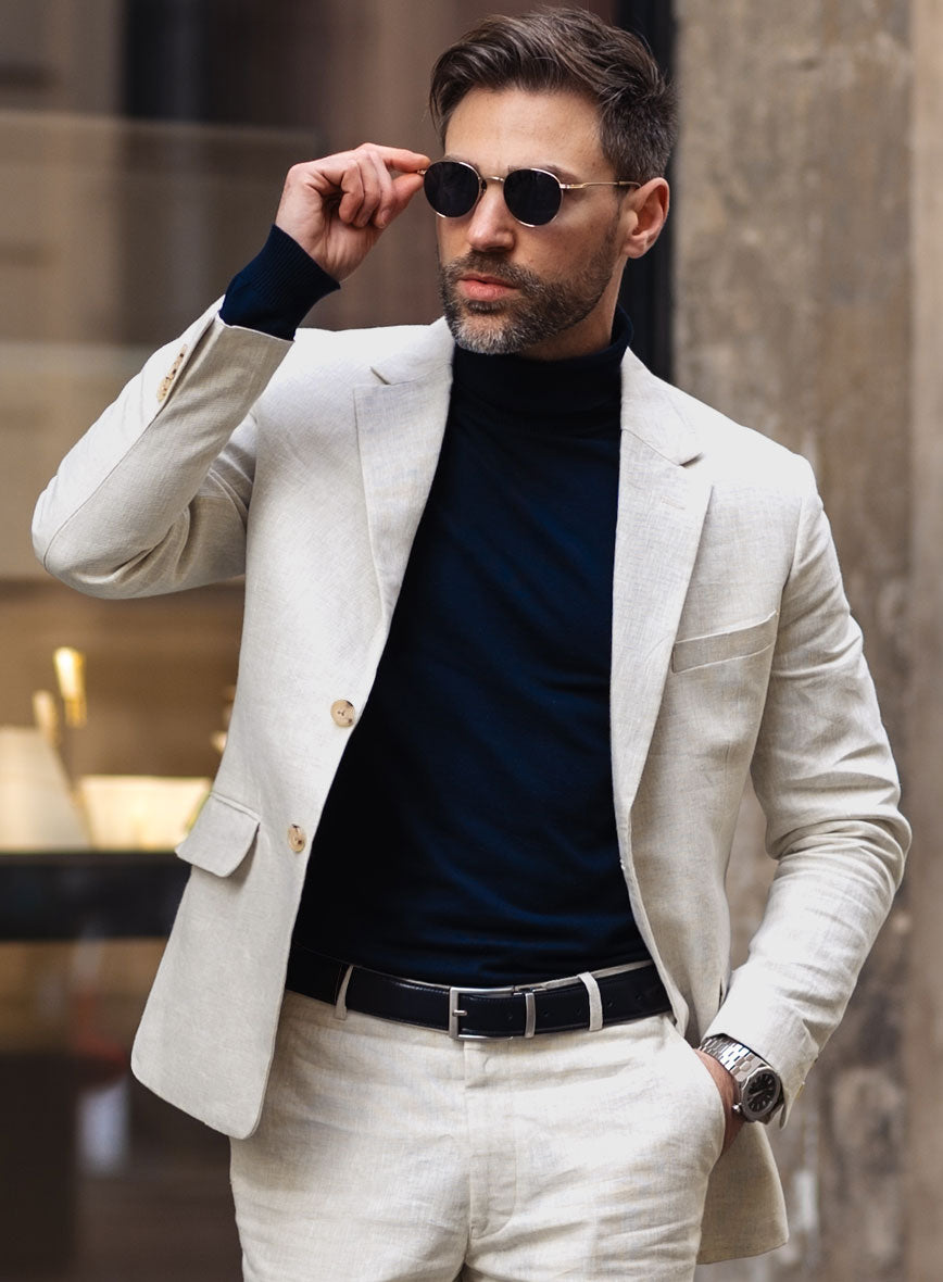 Tropical Beige Pure Linen Jacket – StudioSuits