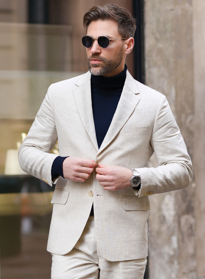 Tropical Beige Pure Linen Jacket – StudioSuits