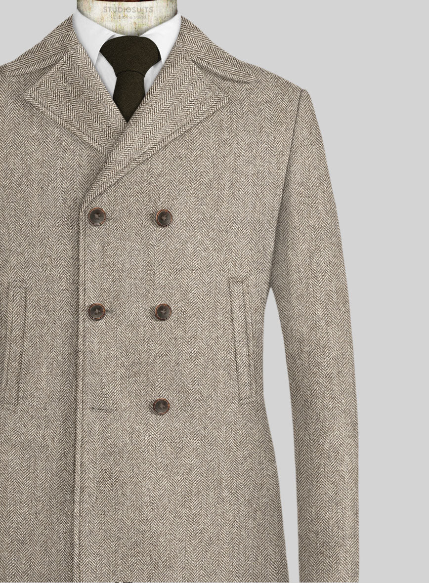 Vintage Herringbone Brown Tweed Pea Coat – StudioSuits