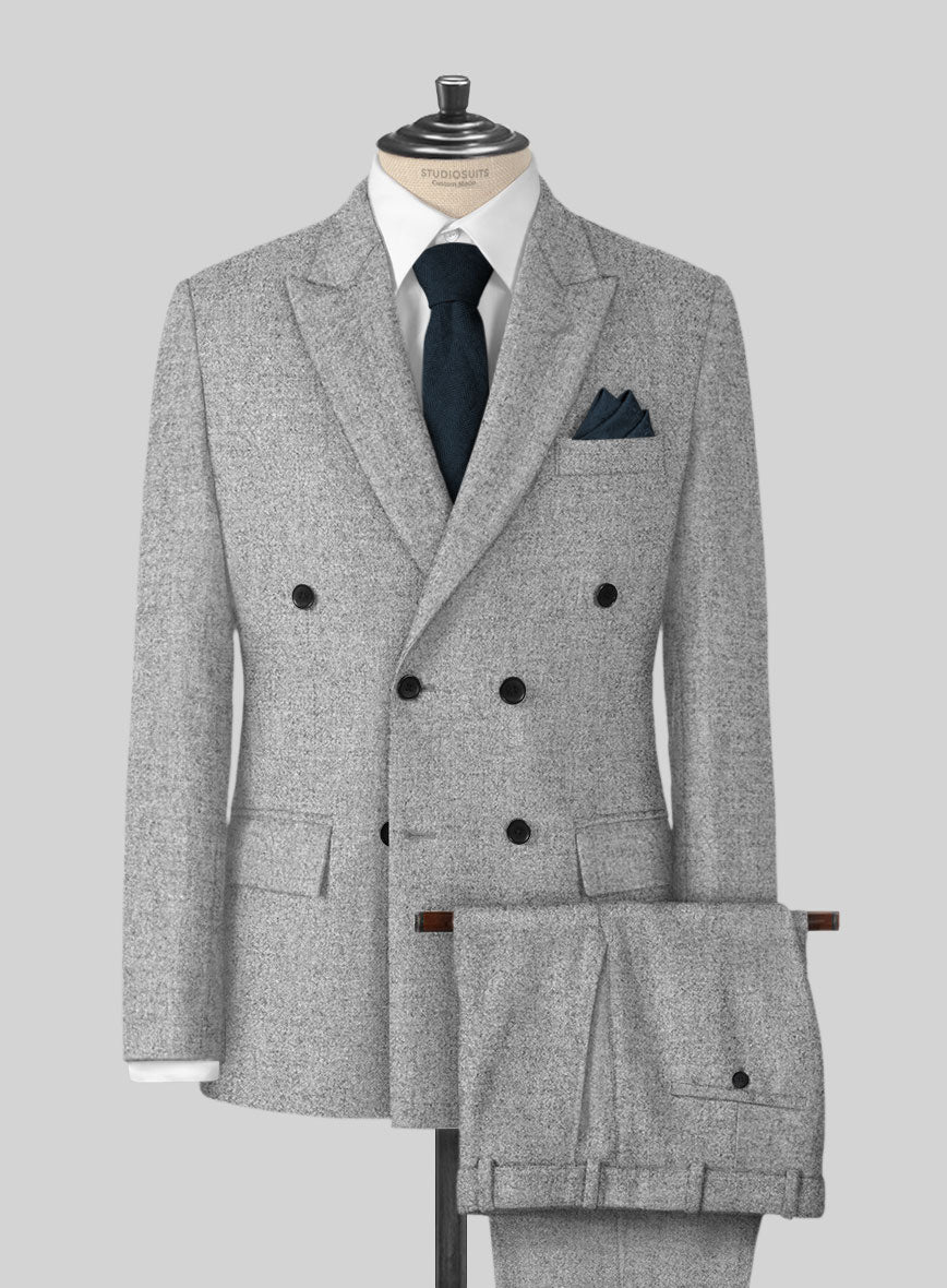 Vintage Plain Gray Tweed Double Breasted Suit – StudioSuits