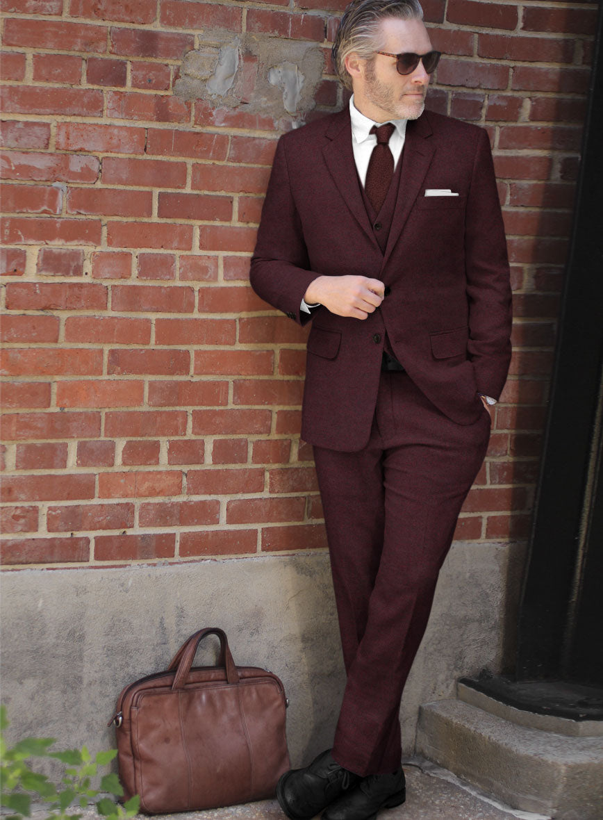 Wine Herringbone Tweed Suit – StudioSuits