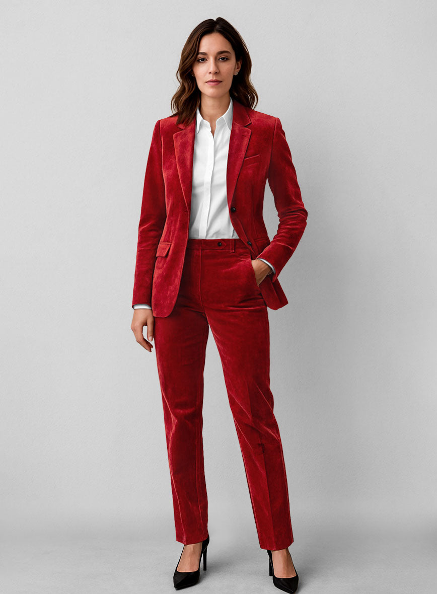 Women's Red Velvet Suit – StudioSuits