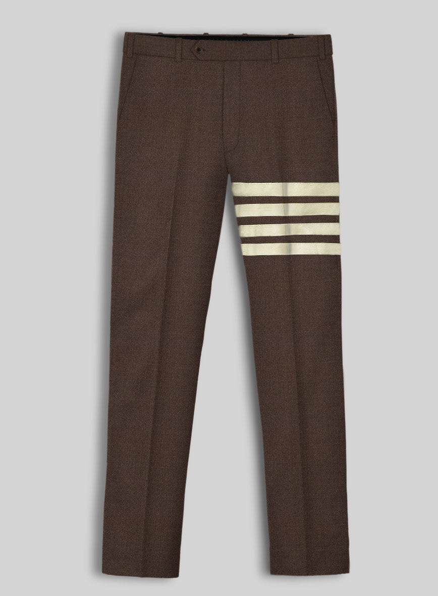 Worsted Brown Wool Ivory Bar Trouser – StudioSuits