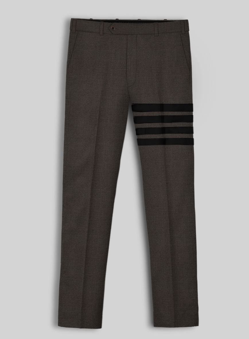 Worsted Dark Brown Wool Black Bar Trouser – StudioSuits