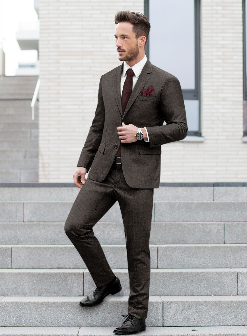 Worsted Dark Brown Wool Suit – StudioSuits