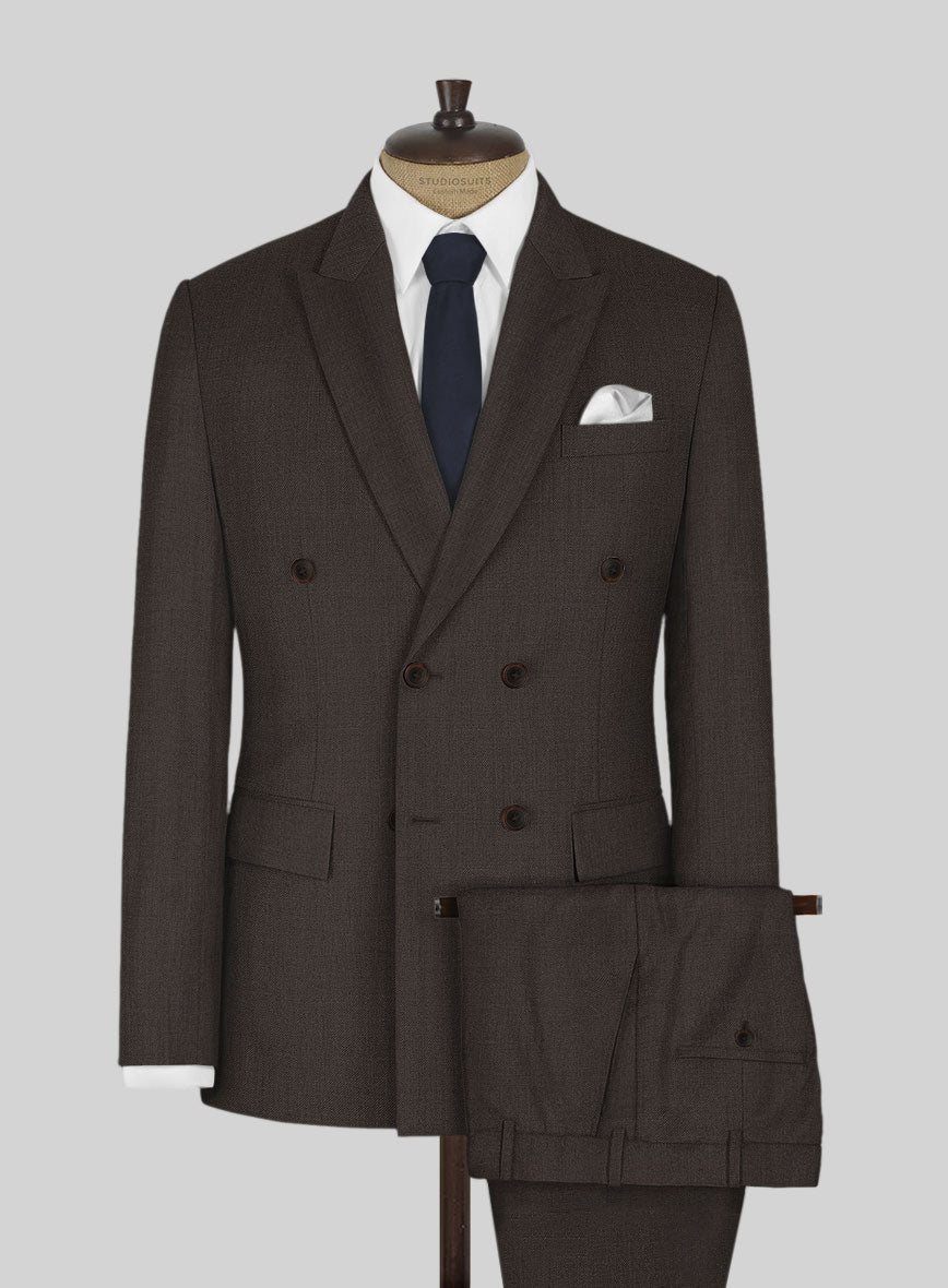 Worsted Dark Brown Wool Suit – StudioSuits