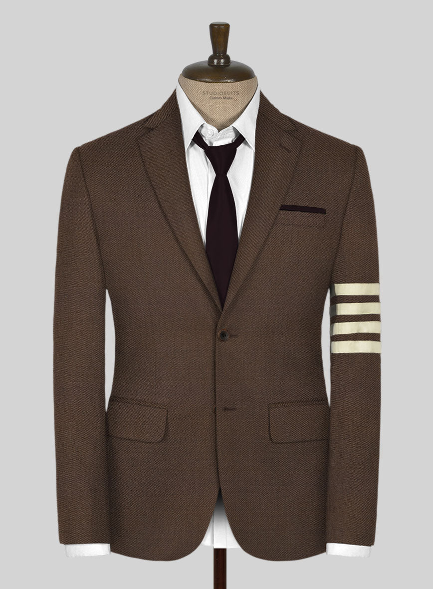 Worsted Brown Wool Ivory Bar Jacket – StudioSuits