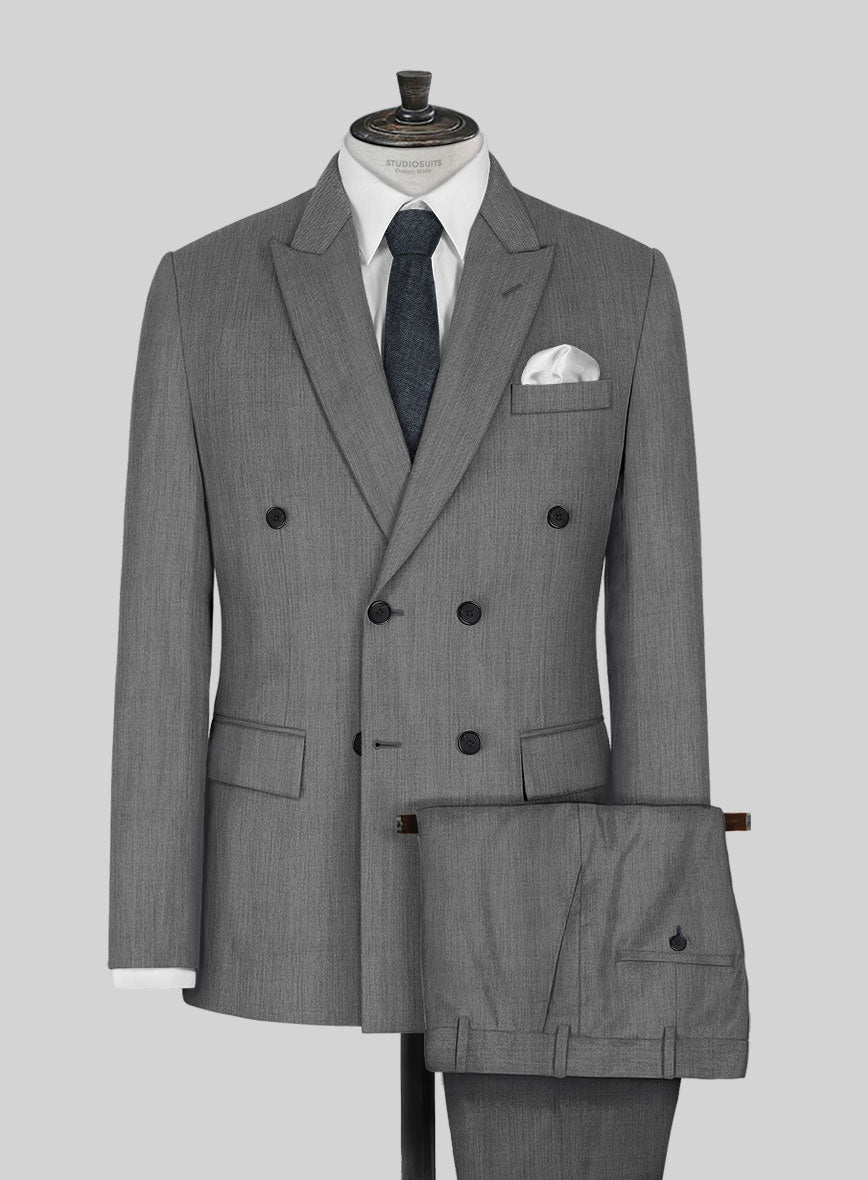 Worsted Mid Charcoal Wool Double Breasted Suit – StudioSuits