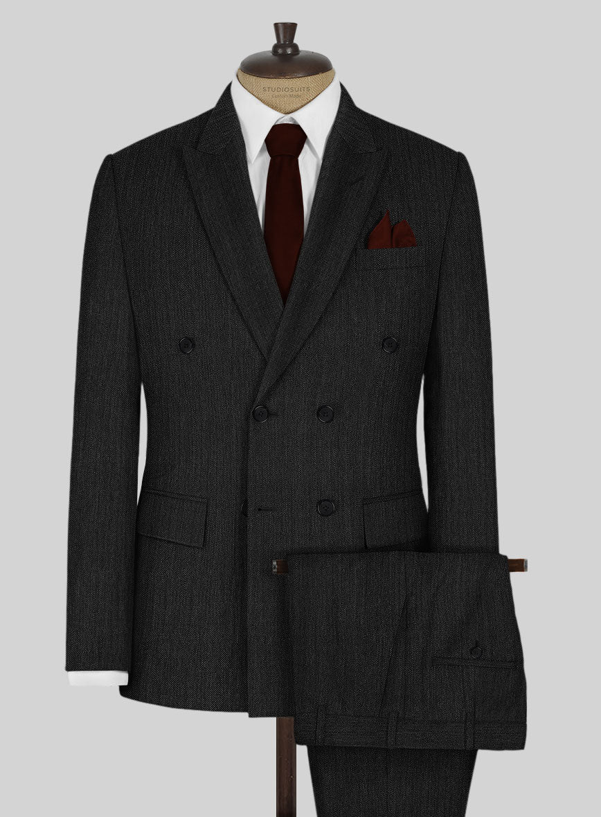 Worsted Super Dark Gray Wool Suit – StudioSuits
