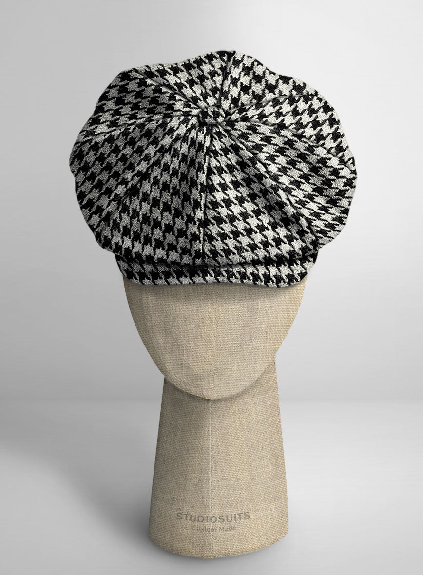 Big Houndstooth BW Tweed Newsboy Cap – StudioSuits