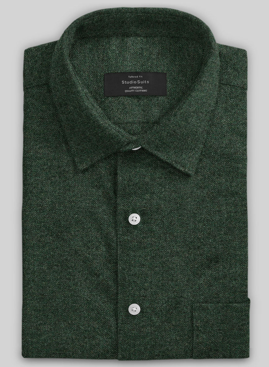 Bottle Green Herringbone Tweed Shirt – StudioSuits