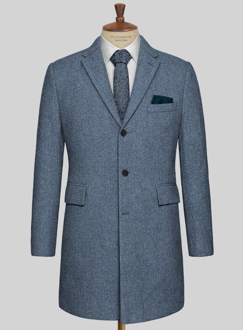 Classic Blue Denim Tweed Overcoat – StudioSuits