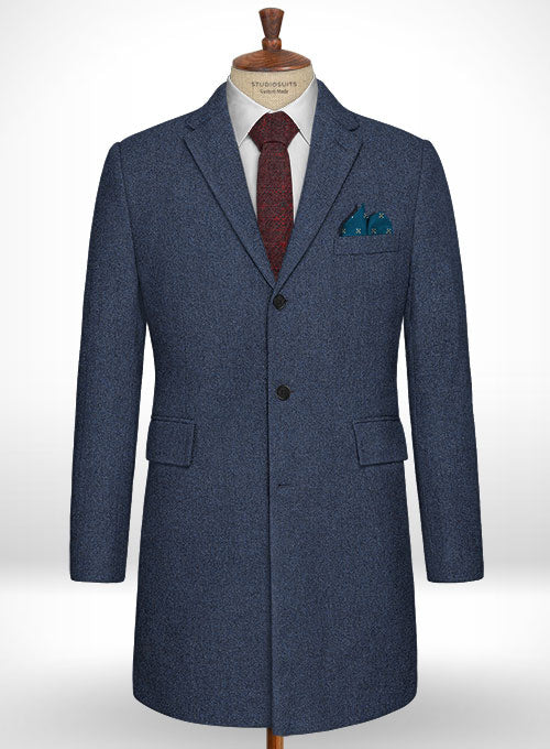 Empire Blue Tweed Overcoat – StudioSuits